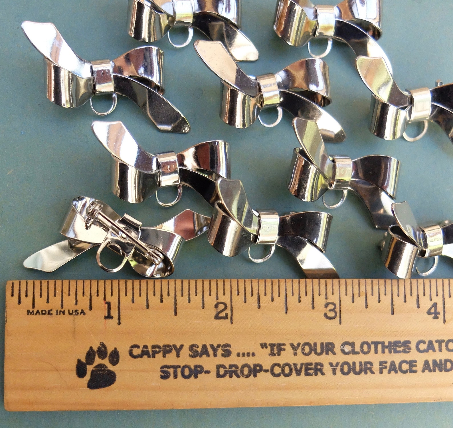 10 Vintage Bow Pins Supply Silver Metal - Etsy