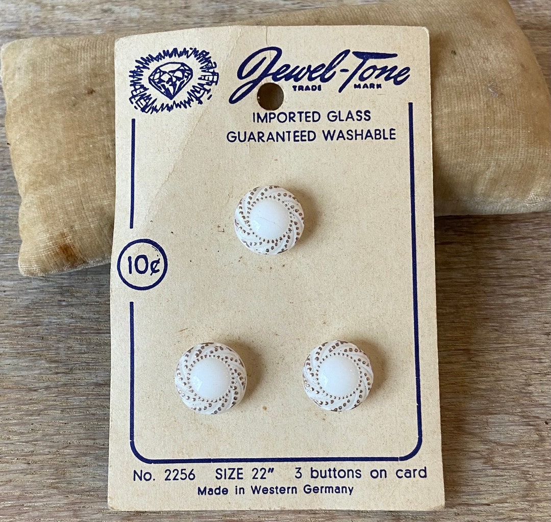 3 West German Vintage Opaque White Glass Buttons Original Card - Etsy