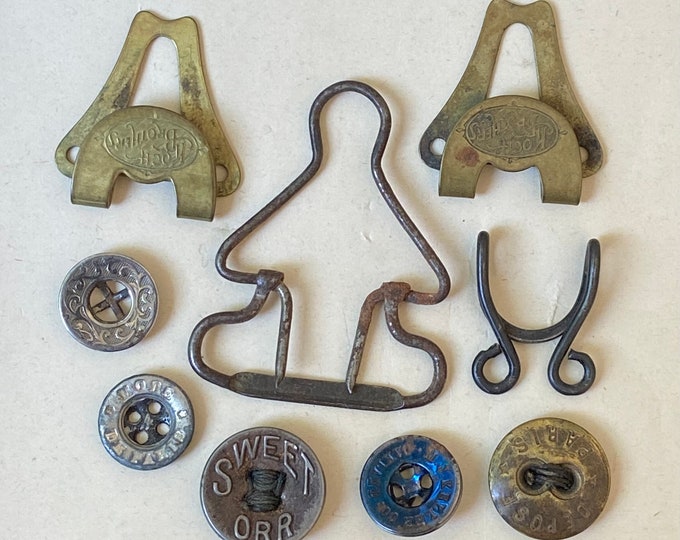 Vintage Metal Work Clothes Buttons Brass Clips Hooks - Etsy