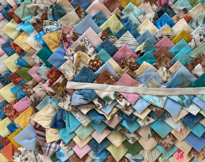 Vintage Large Cotton Rug Handmade Quilting Scrap Rug Folk Art OOAK - Etsy