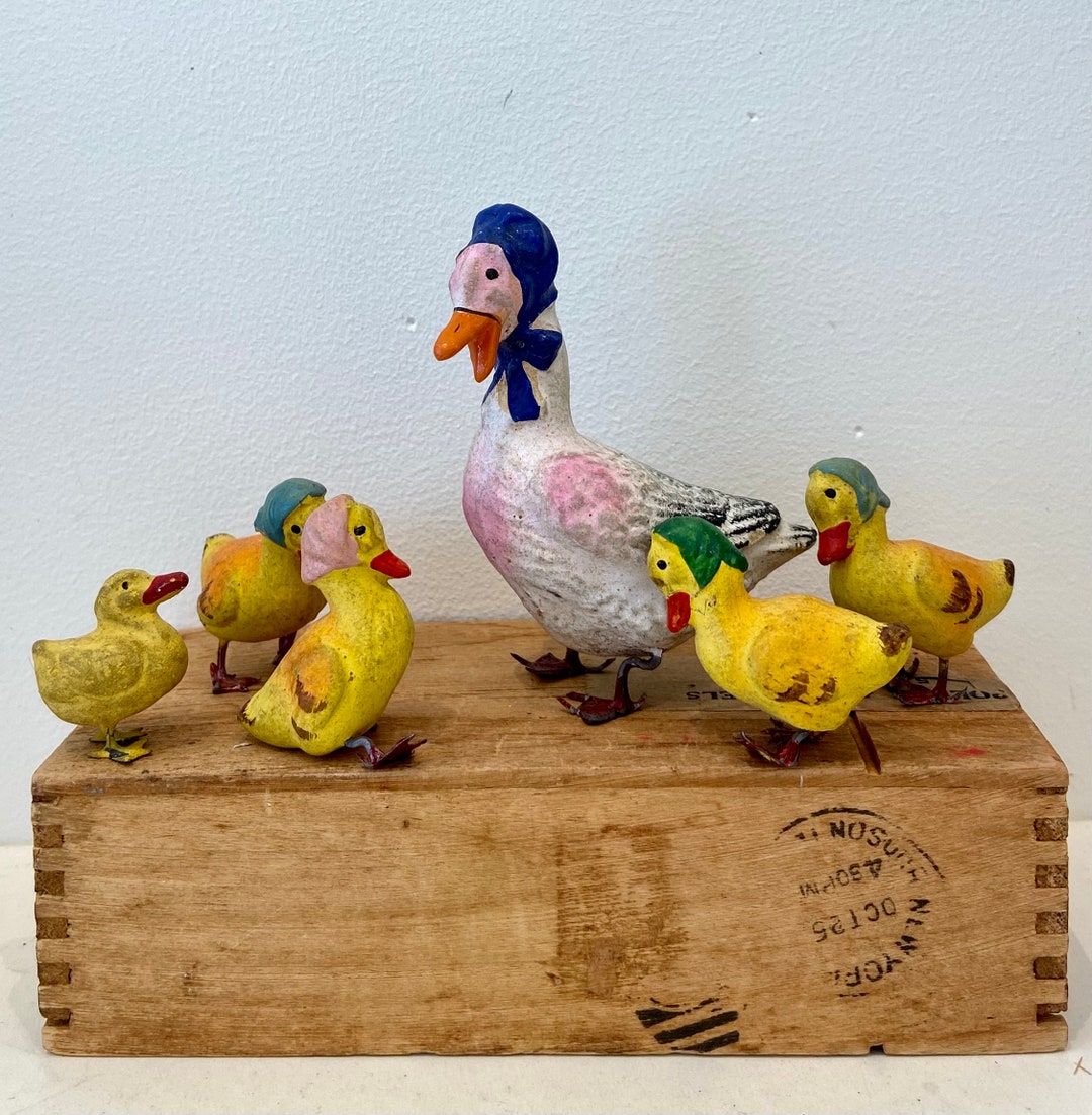 Vintage Plaster Mother Goose Goslings Figure Lead Feet Story Book ...