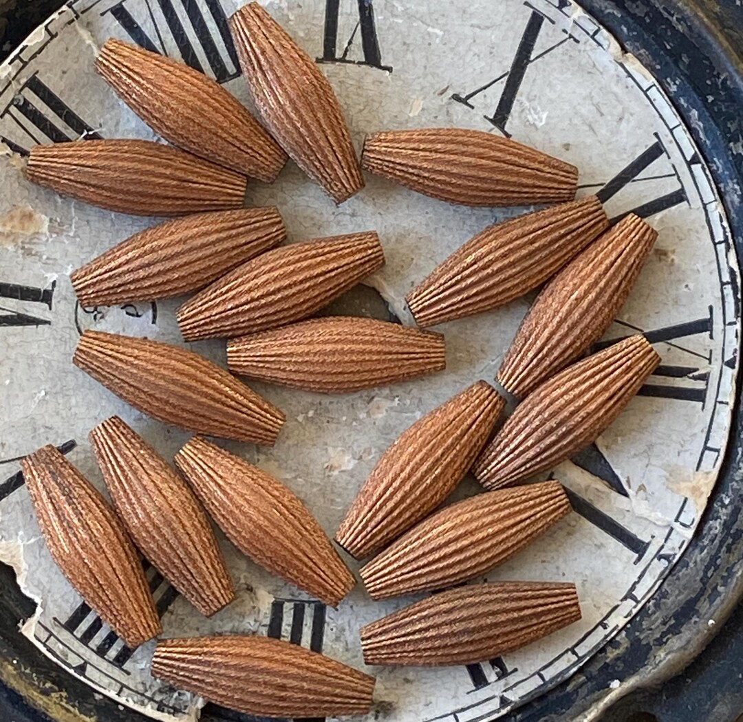 18 Vintage Fluted Copper Long Metal Beads - Etsy
