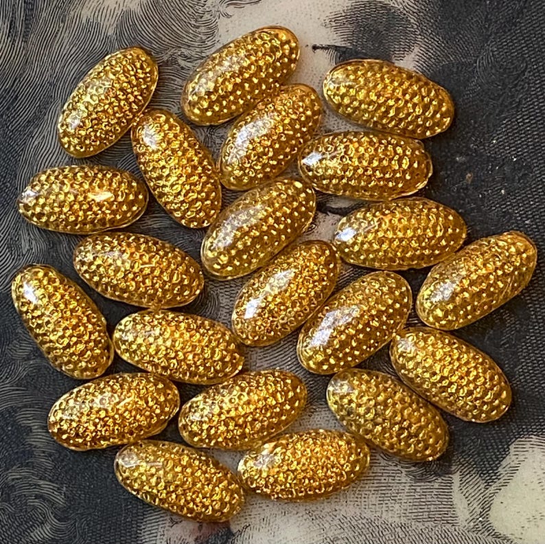 20 Oval Vintage Golden Corn Cob Glass Cabochons Glass - Etsy