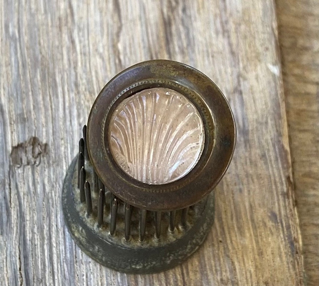 Antique Button Scallop Shell Glass 1800s Inset Relief - Etsy