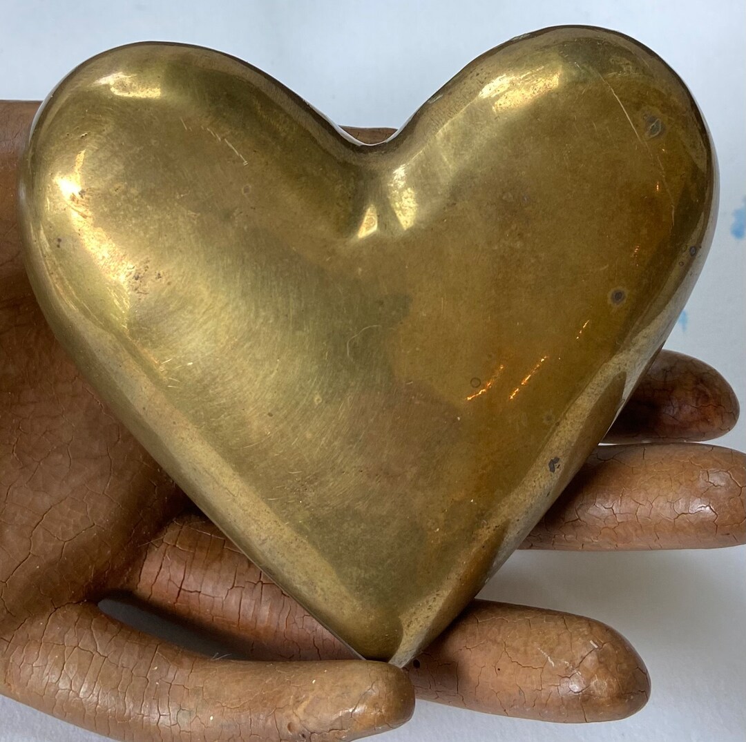 Vintage Brass Heart Paperweight Felt Back Desk Accessory - Etsy