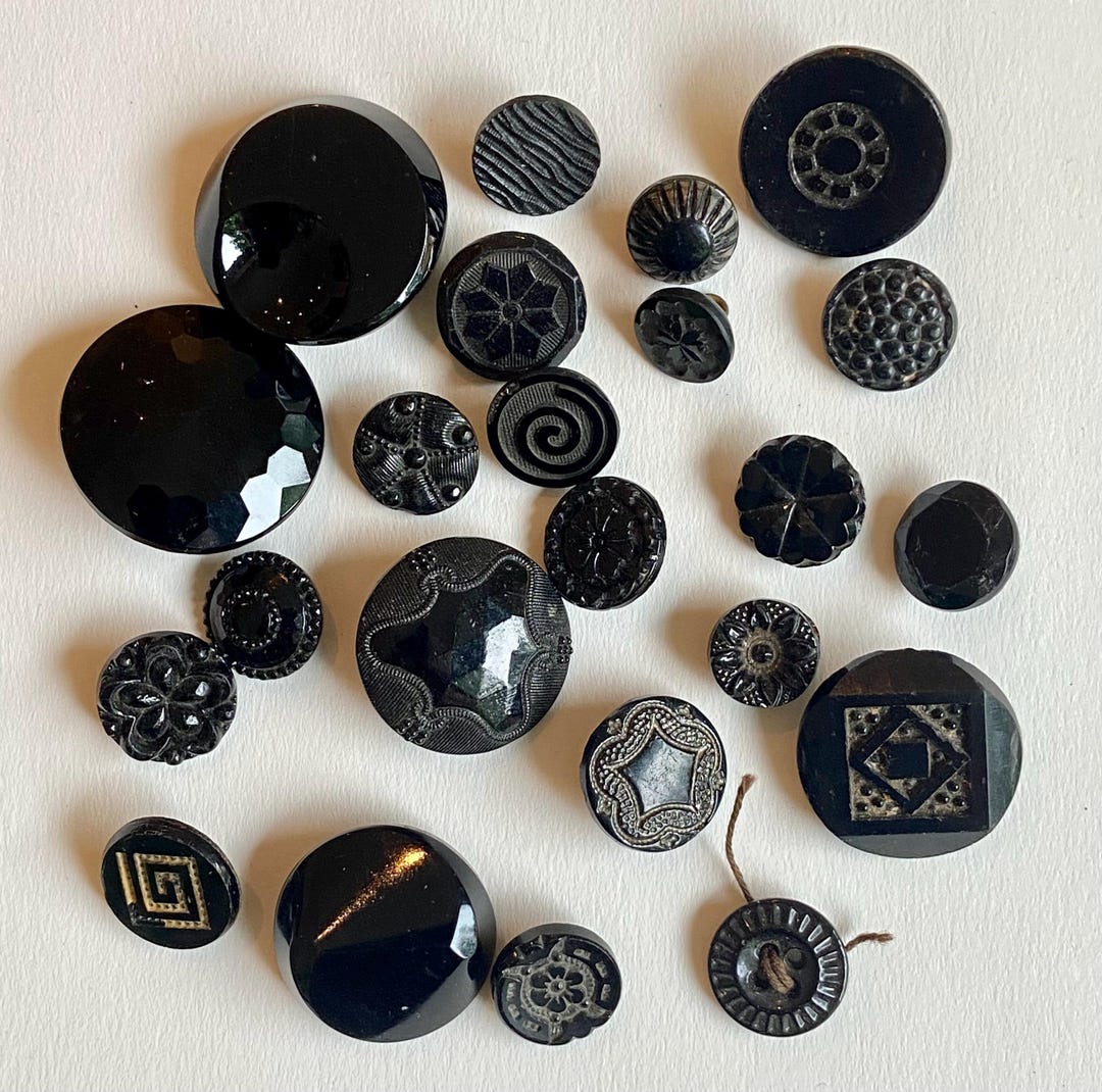 22 Vintage Victorian Black Glass Buttons Lot Assortment Sizes - Etsy