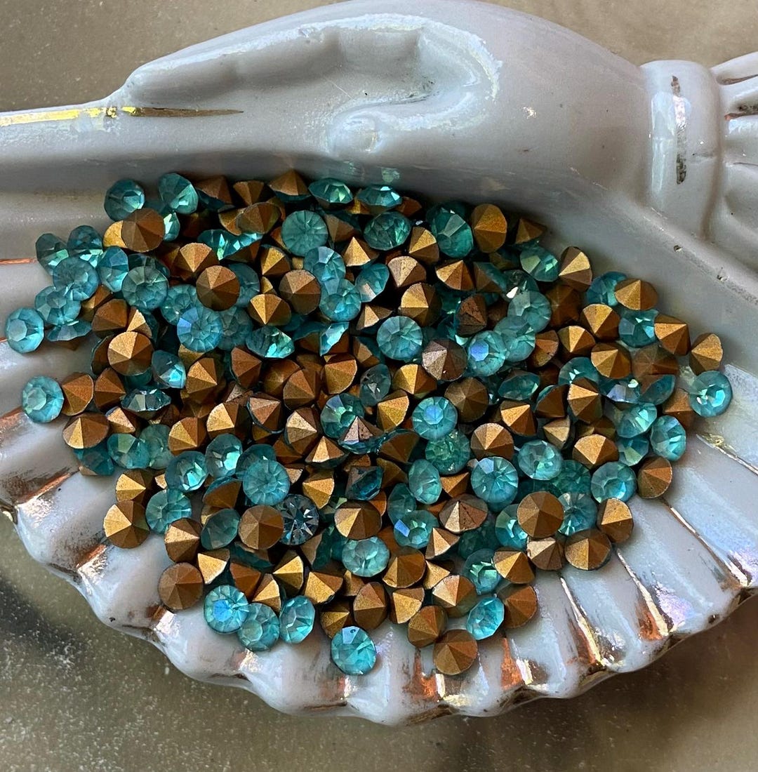 5mm Vintage Rhinestones Bright Aqua Blue Faceted Back Round Supply - Etsy