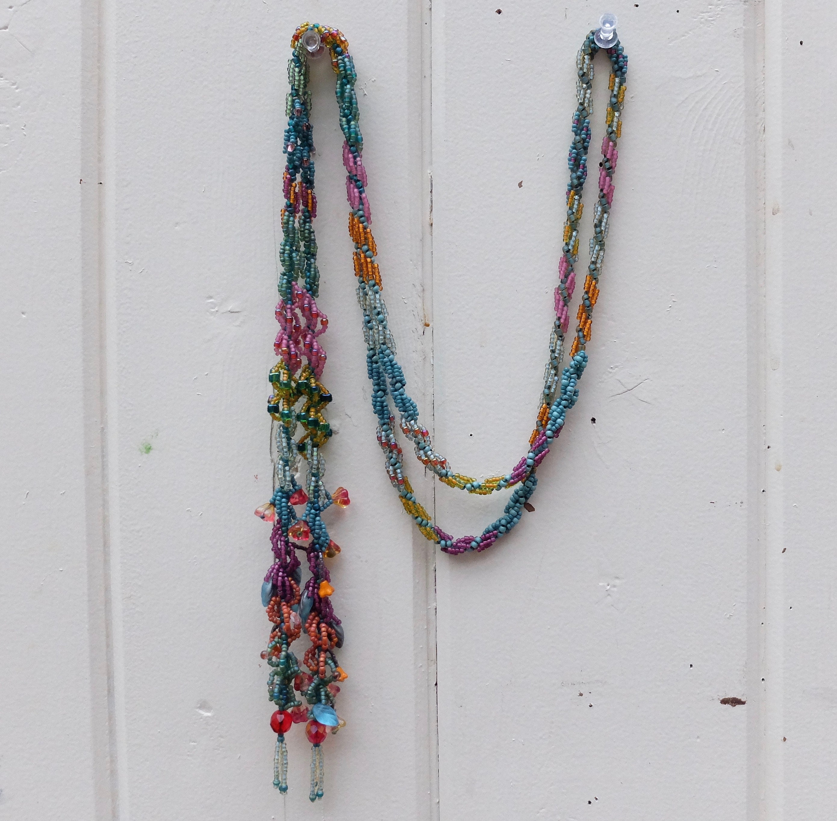 Lariat Necklace Spiral Stitch Hand Beaded Necklace Seed Beads Artisan ...