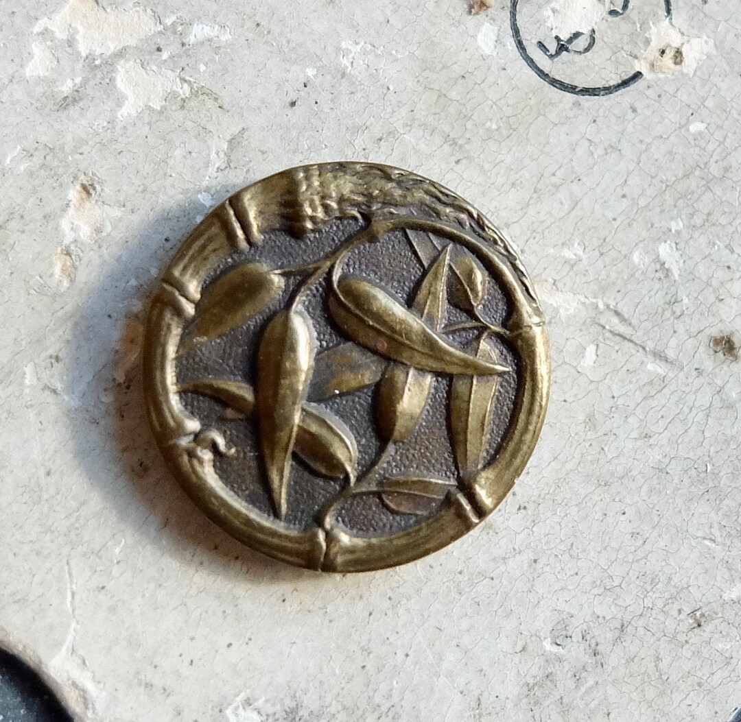 Vintage Paris Back Button Metal Paris Brevete Botanical Leaves - Etsy