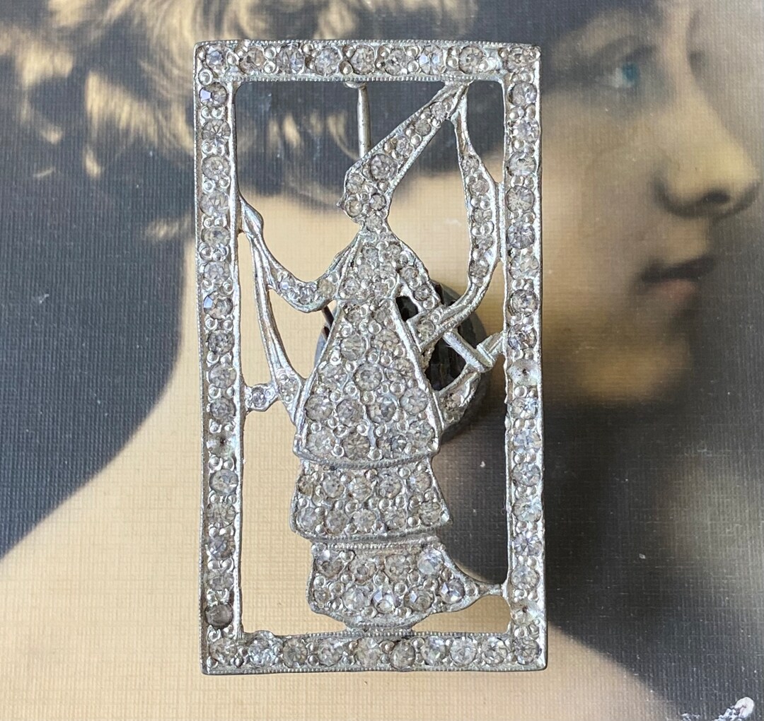 Vintage Renaissance Woman Rhinestone Pin Pot Metal Deco 1920s 1930s - Etsy