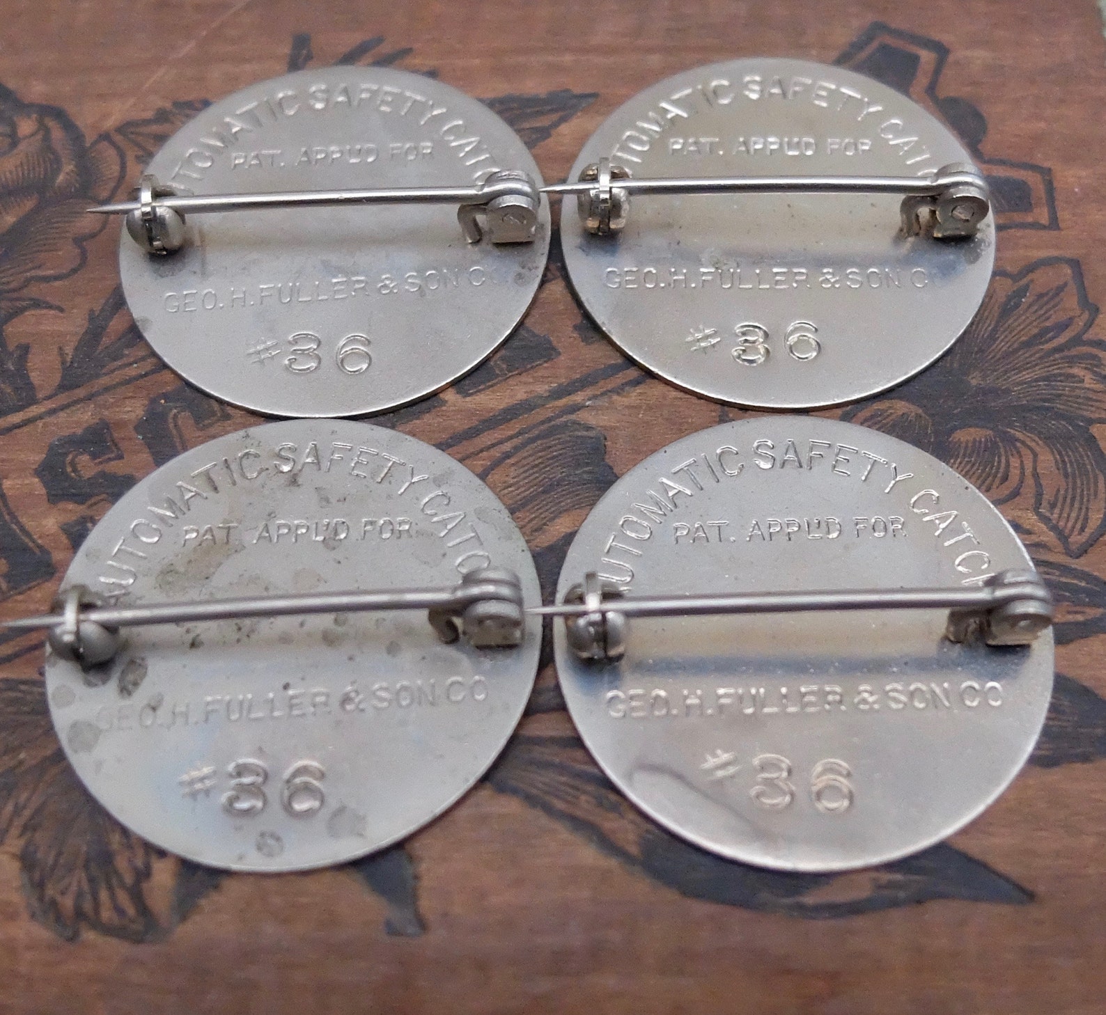 4 Vintage Metal Pin Blanks Findings White Metal Supply Safety - Etsy