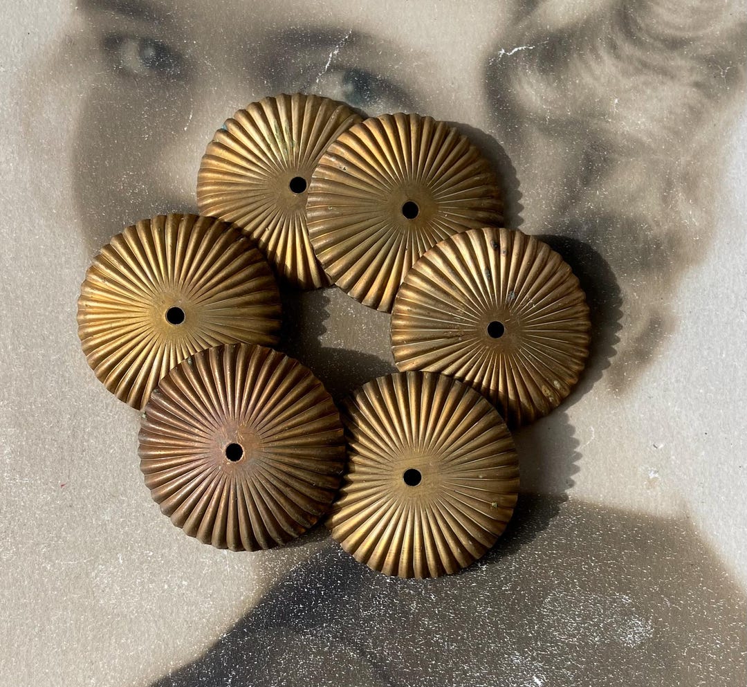 6 Vintage Brass Disc Cupped Circle Supply Fluted Metal - Etsy