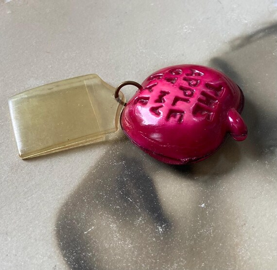 Vintage Celluloid Apple Pin Hollow Photo Pin Keepsake - Gem