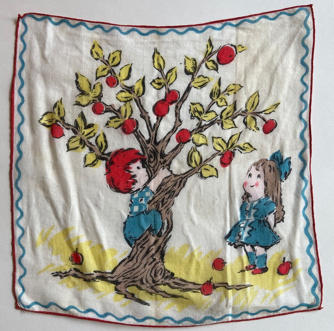 Vintage Childrens Hanky Apple Tree Orchard Children Girl Boy - Etsy