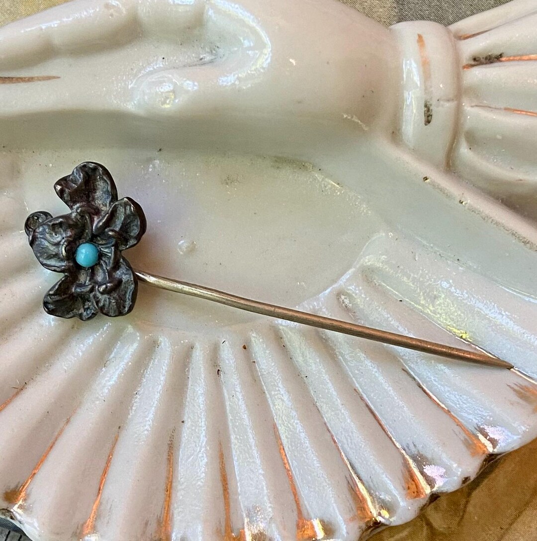 Antique Sterling Stick Pin Flower Cravat Pin Glass Center - Etsy