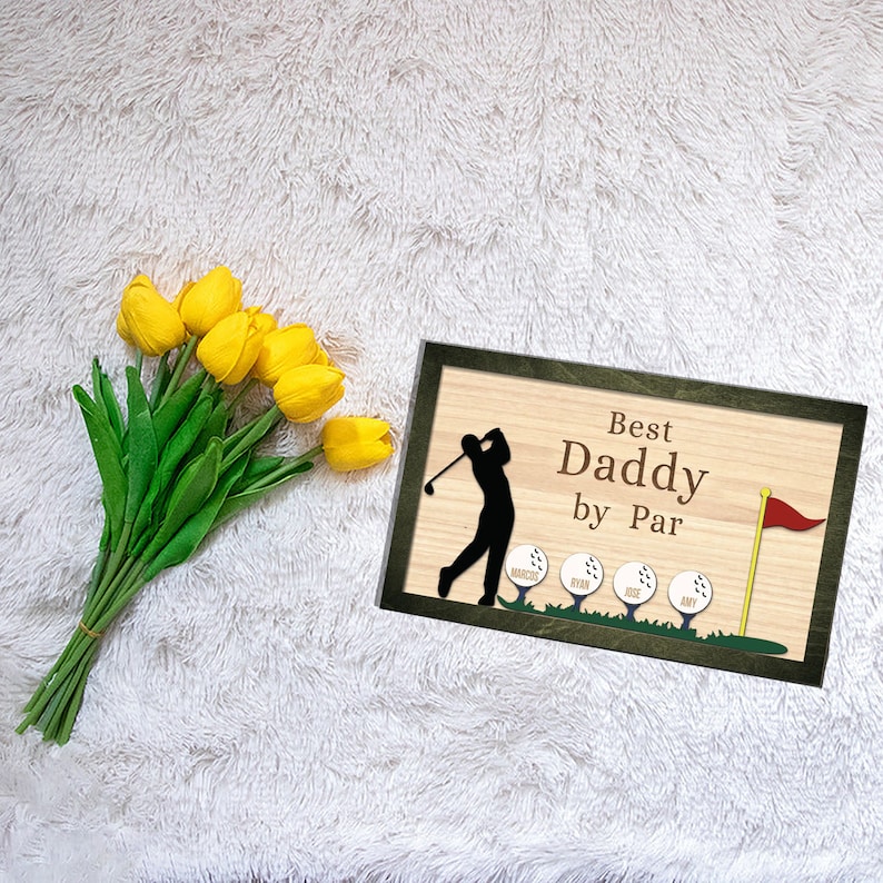 Personalized Best Dad by Par Sign, Custom Wooden Golf Sign, Gift for ...