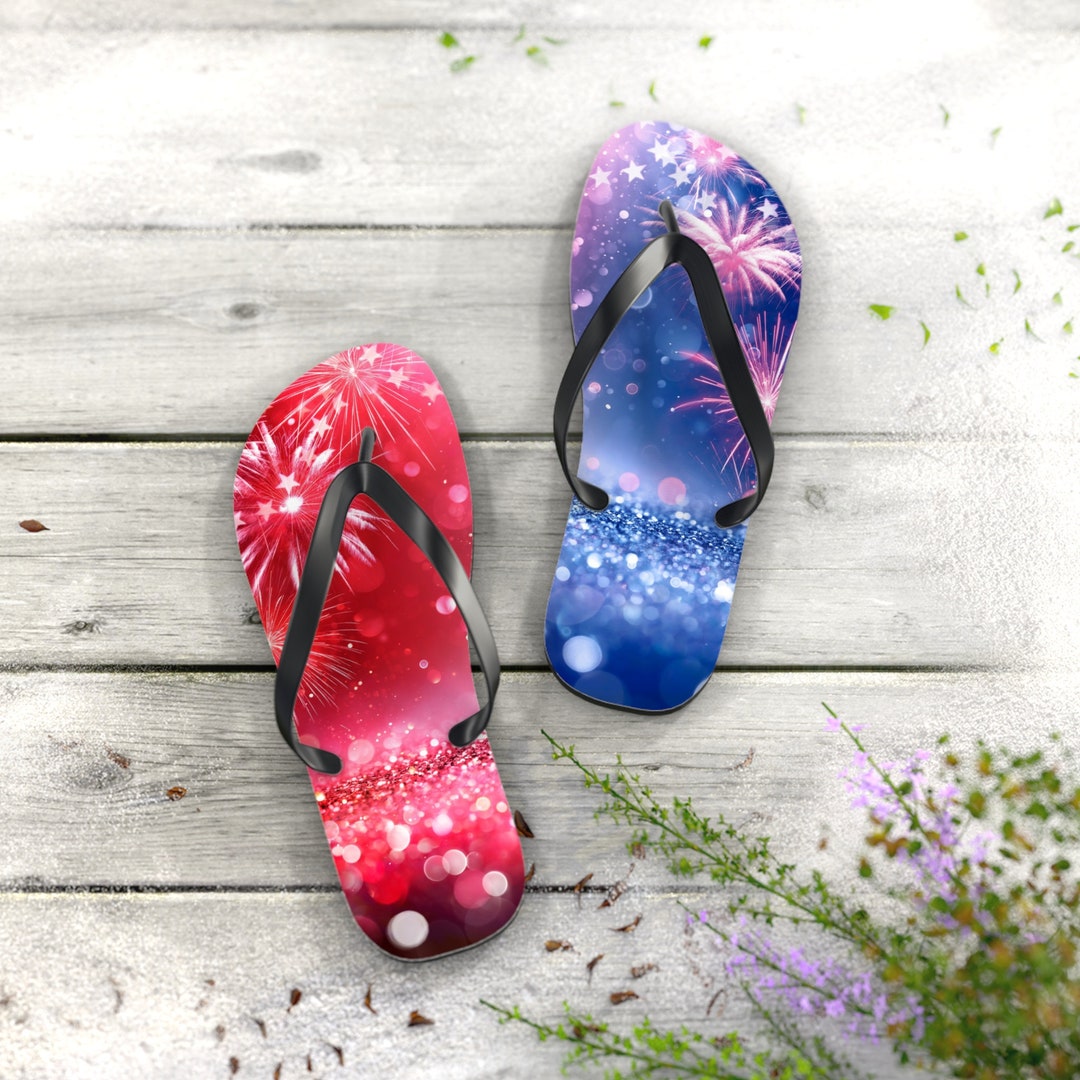 Patriotic Flip Flops Red White Blue 4th of July / Summer Flip Flops ...