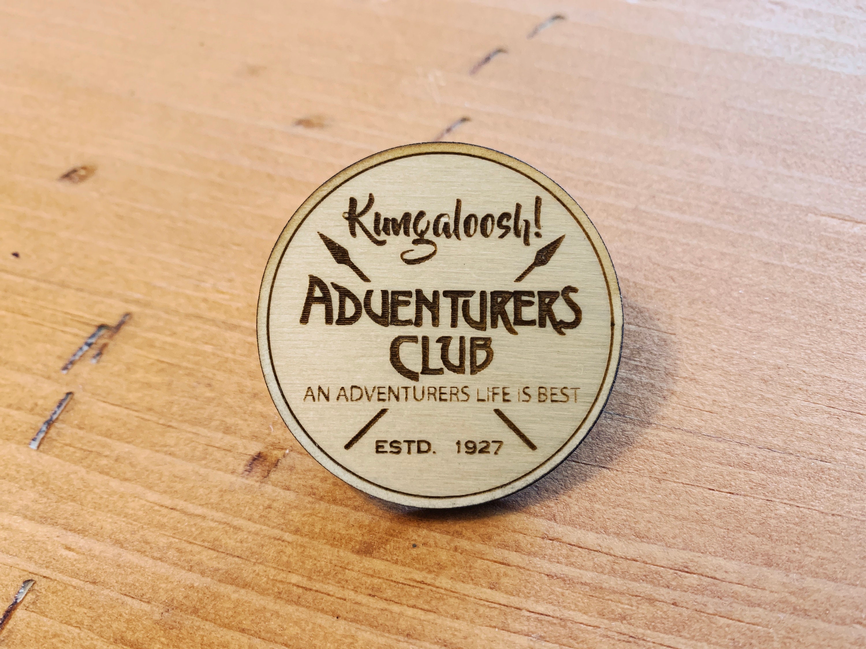 The Adventurers Club Wooden Pin - Etsy