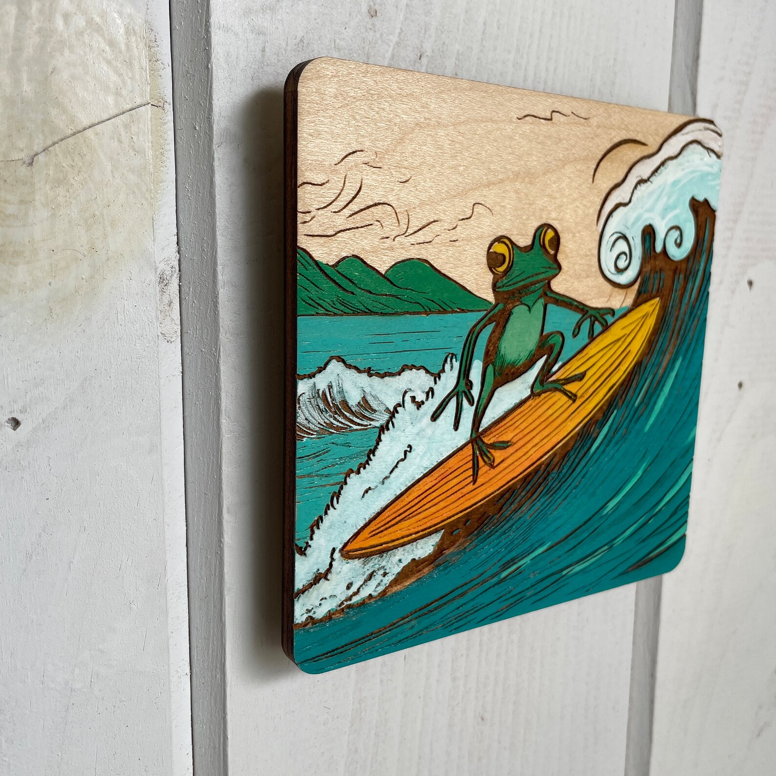 Surfing Frog, Surf Art, Surfing Art, Frog Art, Frog Lover, Surfing ...