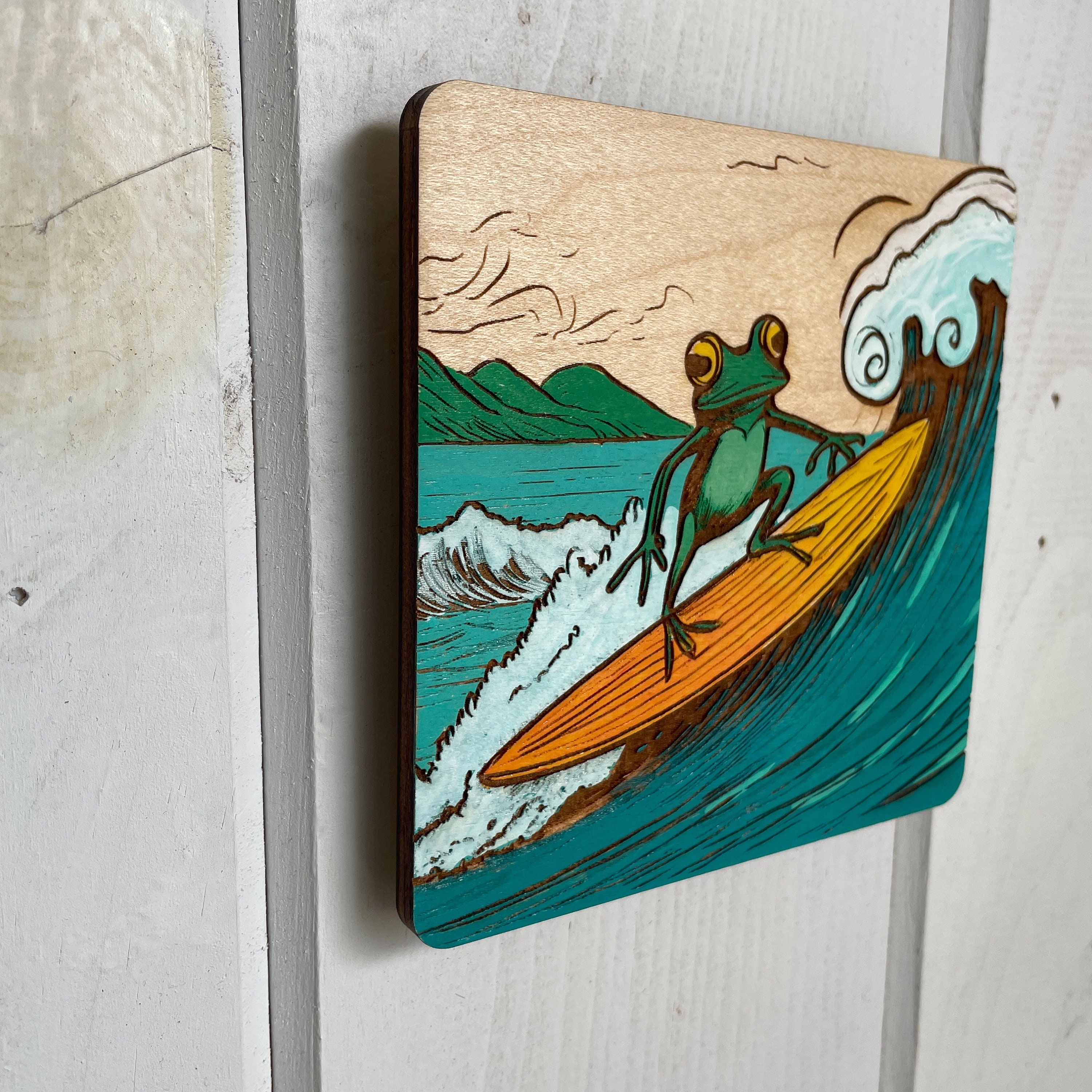 Surfing Frog, Surf Art, Surfing Art, Frog Art, Frog Lover, Surfing ...