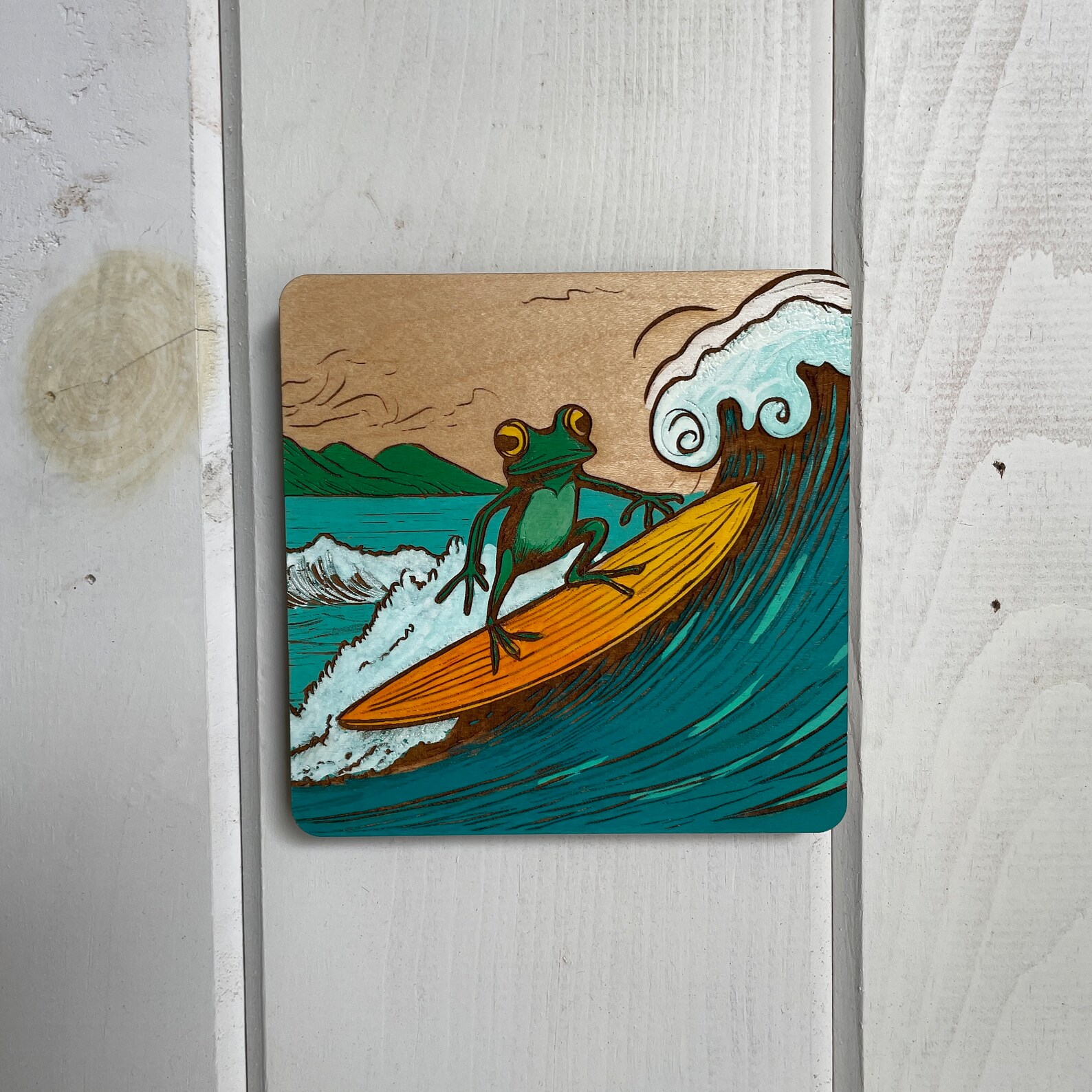 Surfing Frog, Surf Art, Surfing Art, Frog Art, Frog Lover, Surfing ...