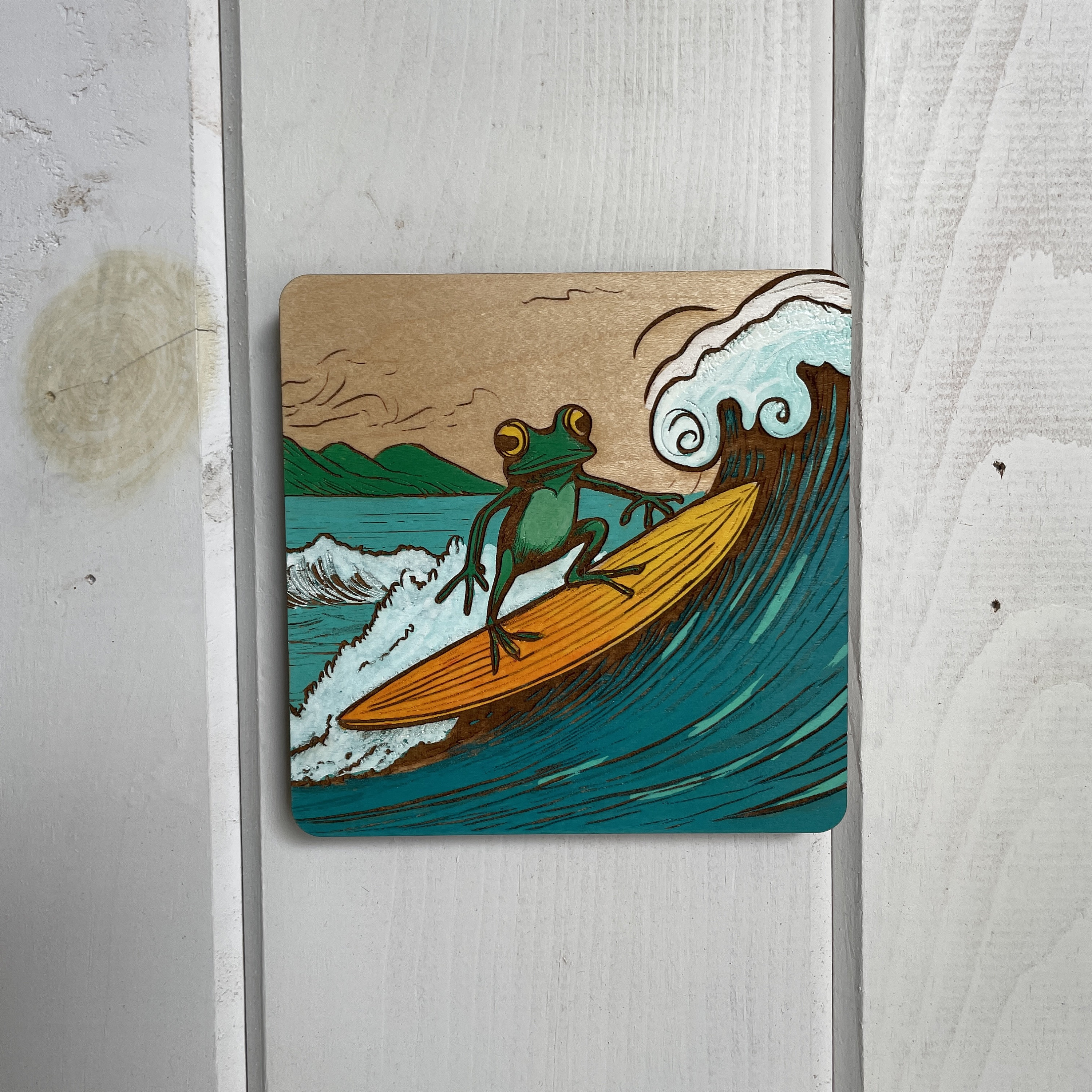 Surfing Frog, Surf Art, Surfing Art, Frog Art, Frog Lover, Surfing ...