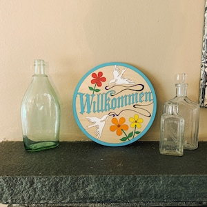 Willkommen Welcome Pennsylvania Dutch German Hex Hand Painted Wood Sign ...