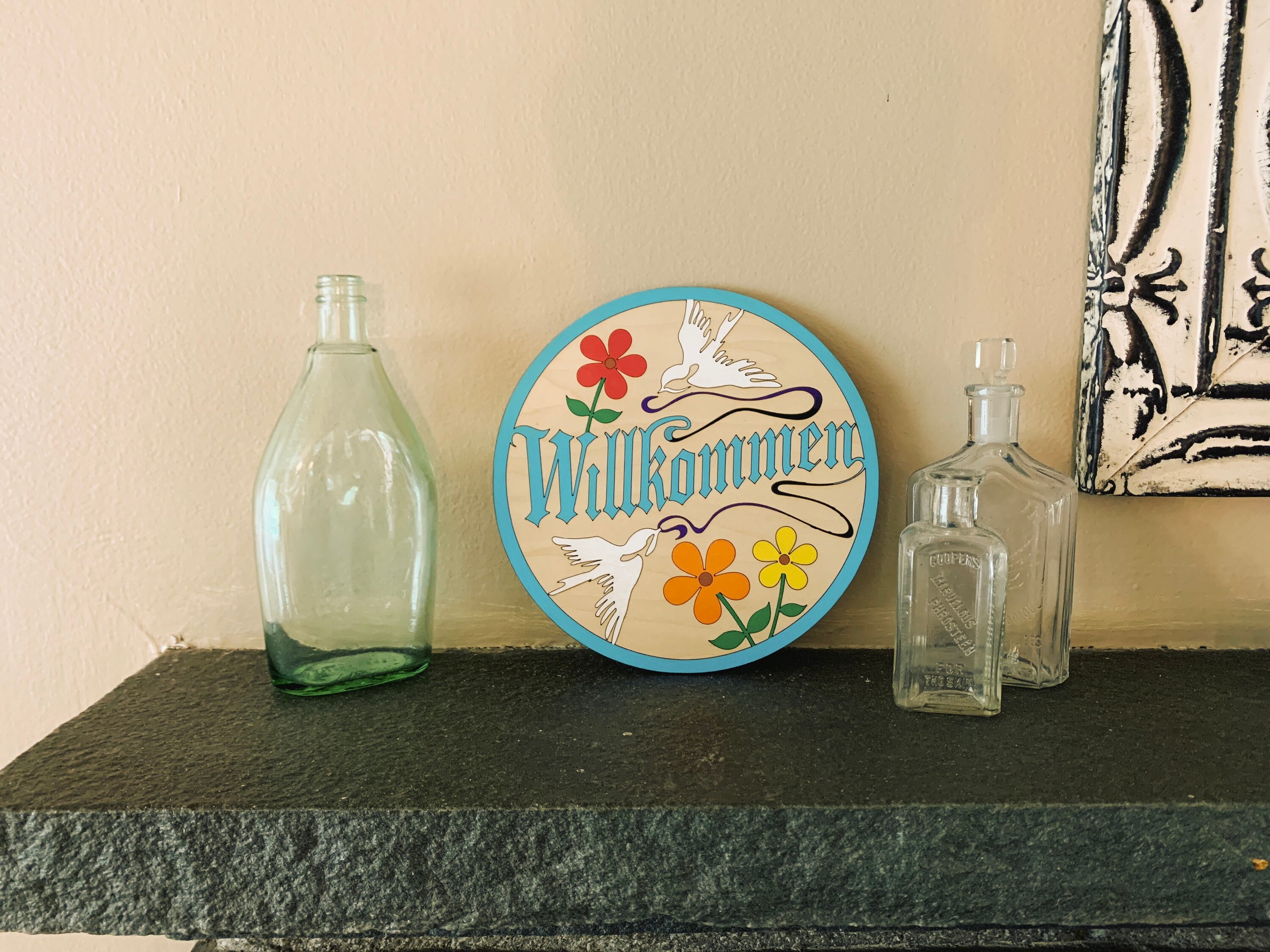 Willkommen Welcome Pennsylvania Dutch German Hex Hand Painted Wood Sign ...