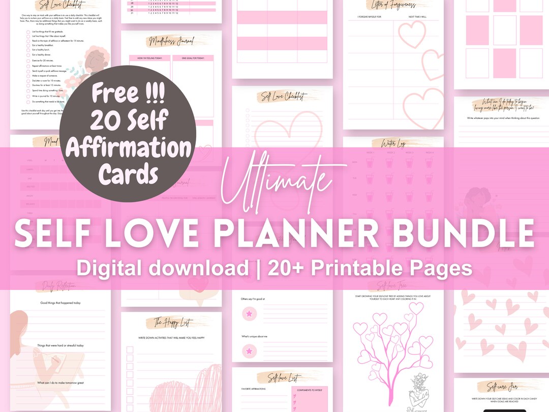 Self Love Checklist, Self Love Planner, Self Love Journal Tracker ...
