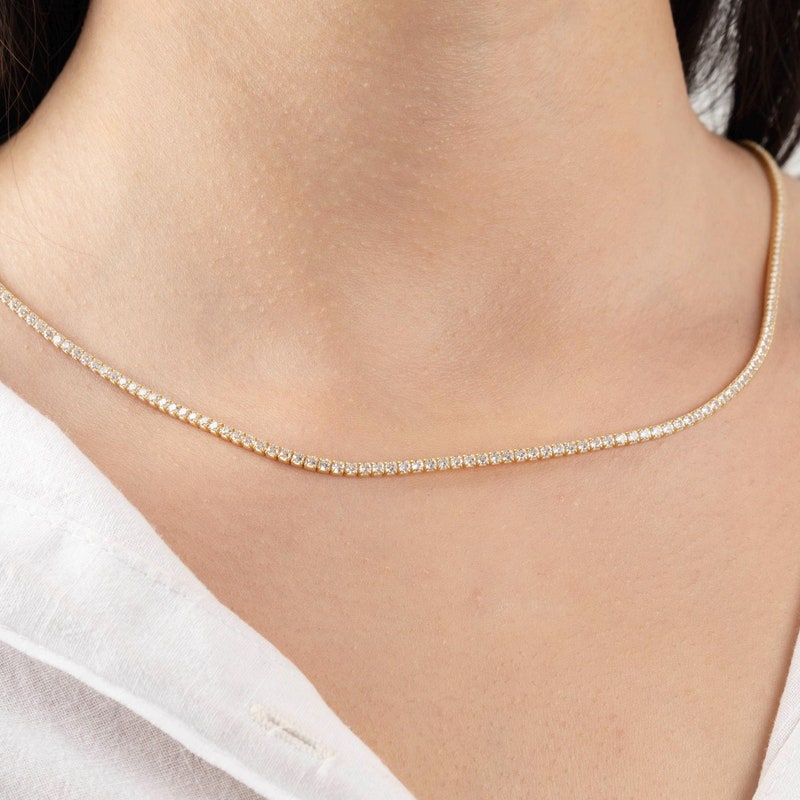 Lab Diamond Gold Necklaces - Etsy UK