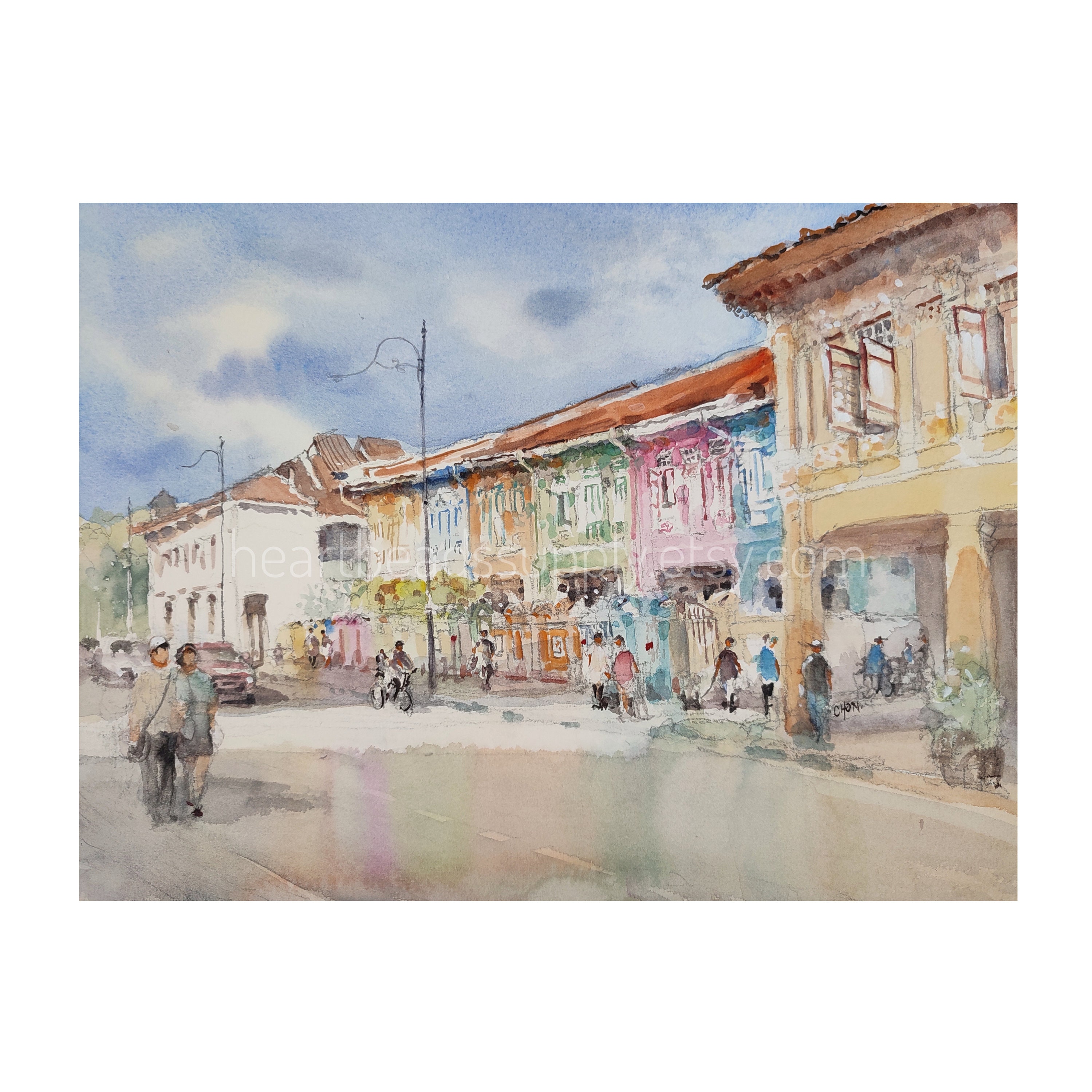 Peranakan Houses, 9x12, Koon Seng, East Coast Singapore Painting ...