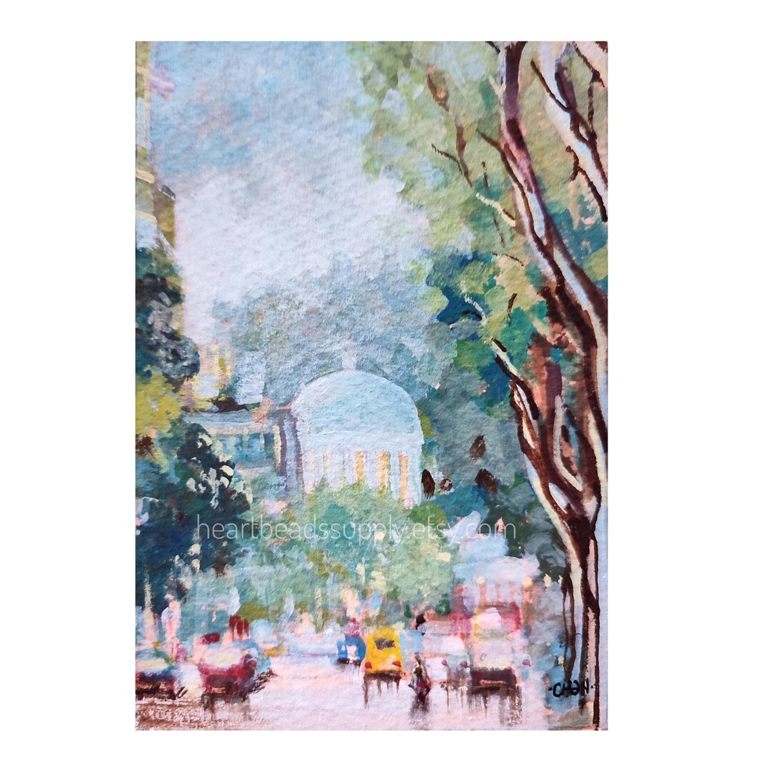 National Museum, 4x6, Mini Street Scene Singapore, Original Gouache ...