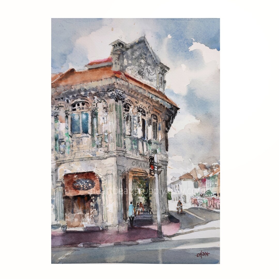 Joo Chiat Peranakan Houses, Singapore Painting, Id240712, Singapore Sg ...