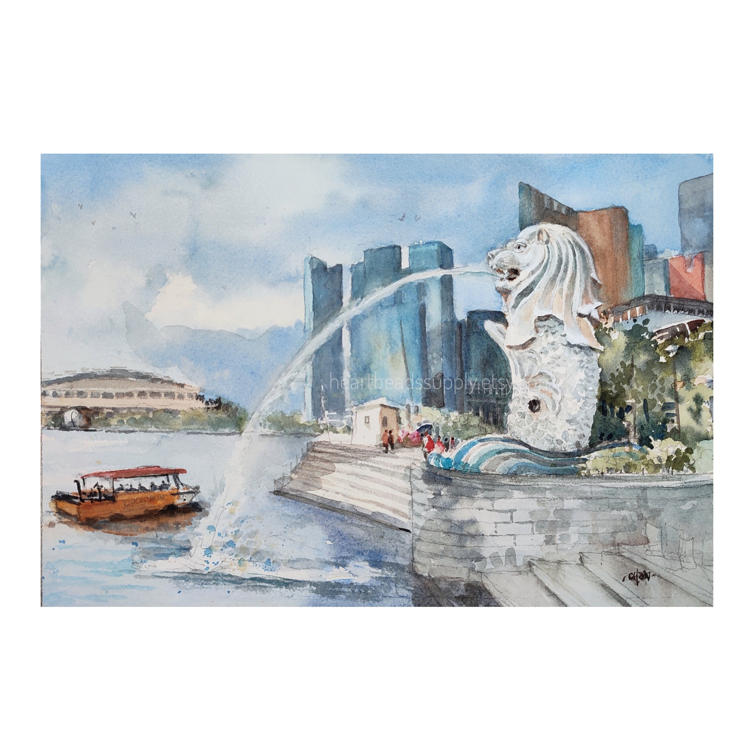 Merlion, Singapore Painting, Id240427, Sg Art, Asia Travel, Not a Print ...