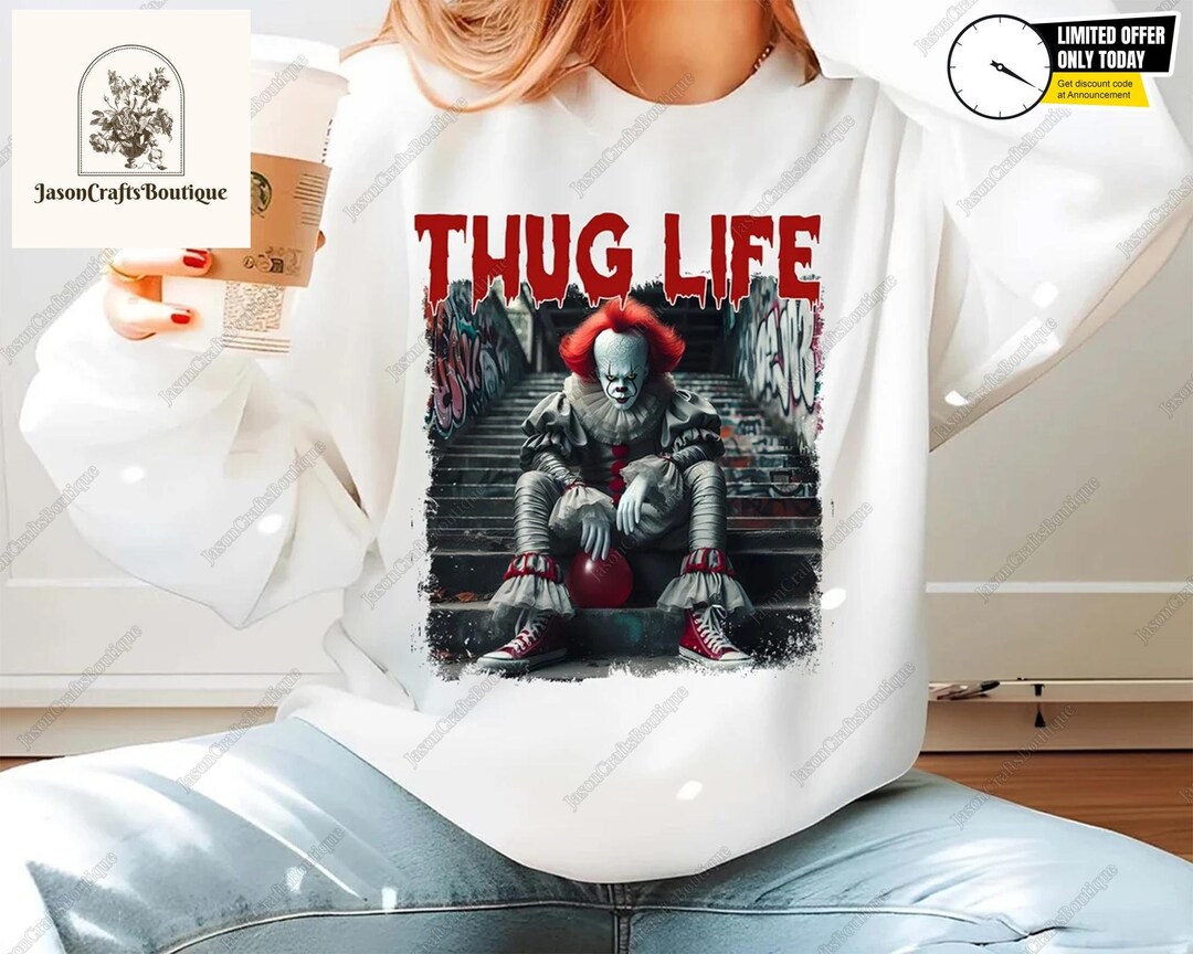 Halloween Pennywise Thug Life Shirt, Halloween T-shirt, Horror Movie ...