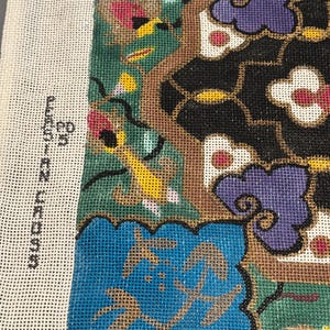 Vintage Needlepoint Multi-colored Persian Cross Pattern Needlepoint ...