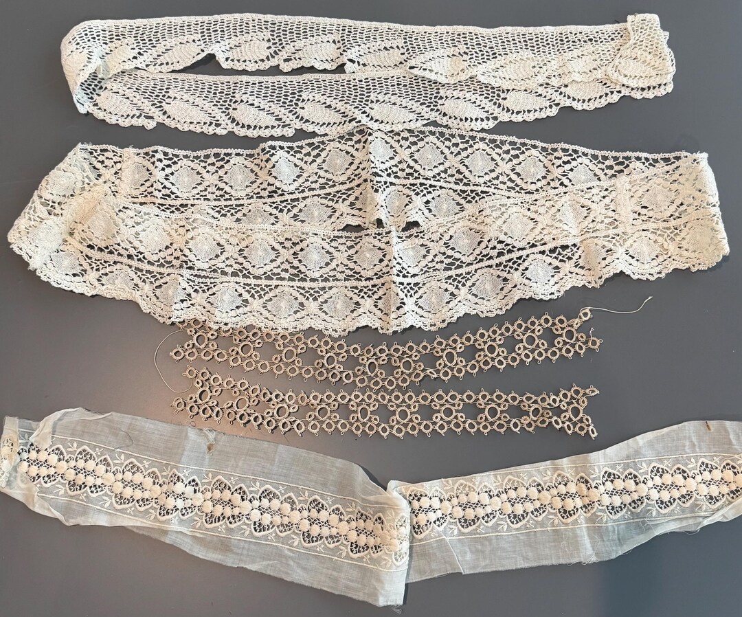 Lot of 5 Victorian Era Lace Pieces - Antique Lace - Antique Tatted Lace ...