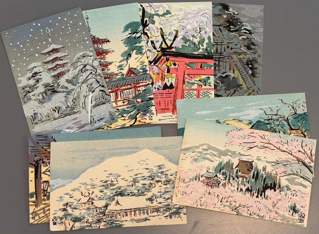 Antique Japanese Art Postcards - Lot of 8 - Postcards Depicting ...