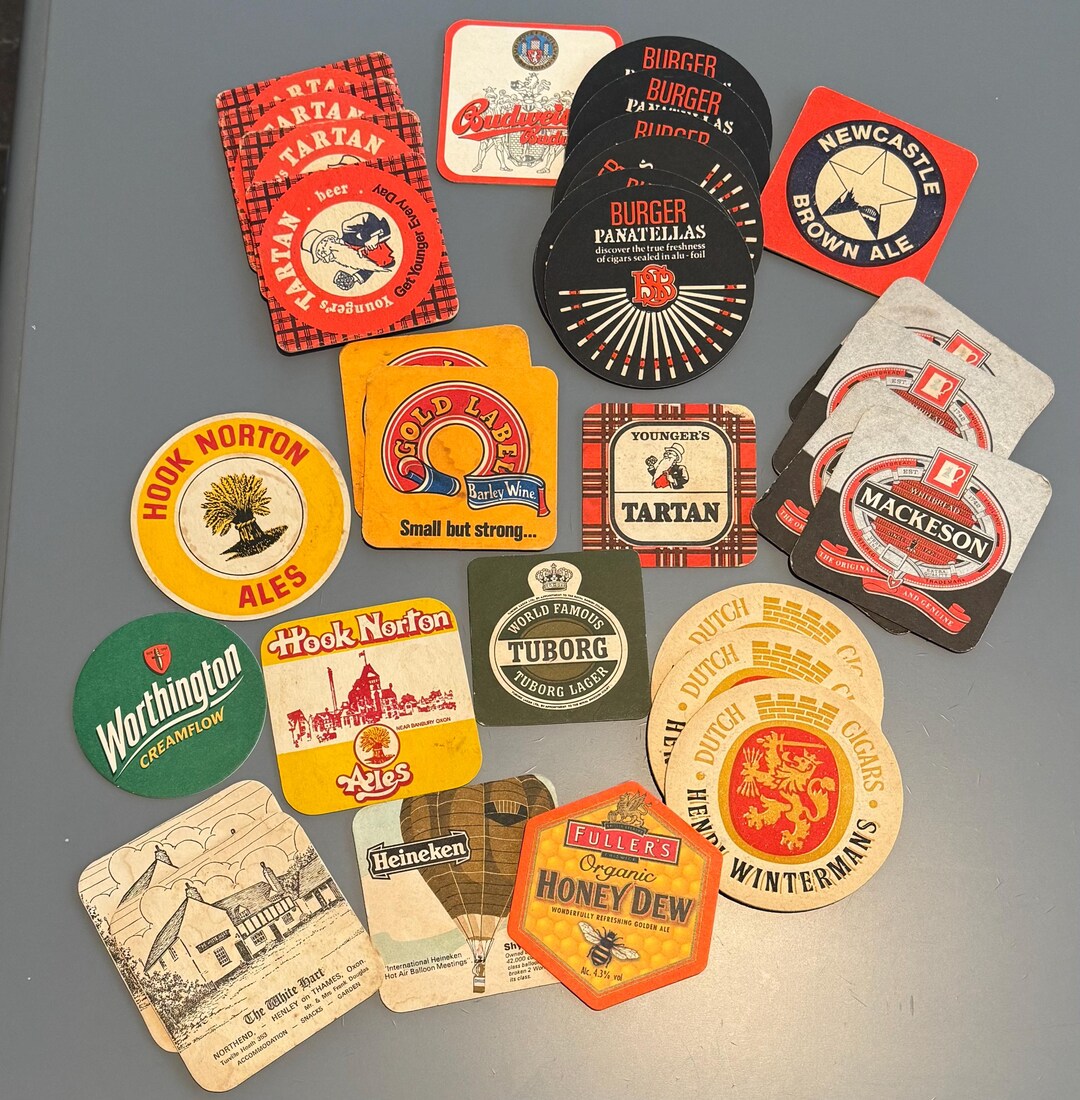 Lot of 30 Vintage British Pub Beer Mats - British Pub Coasters - Made ...