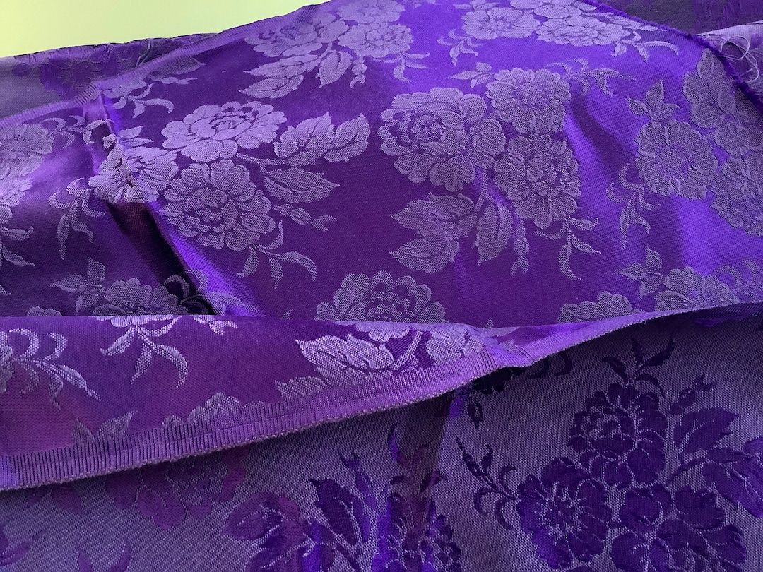 Purple Floral Jacquard Fabric - Deep Purple Brocade Fabric - 46” X 3 Yards - Etsy