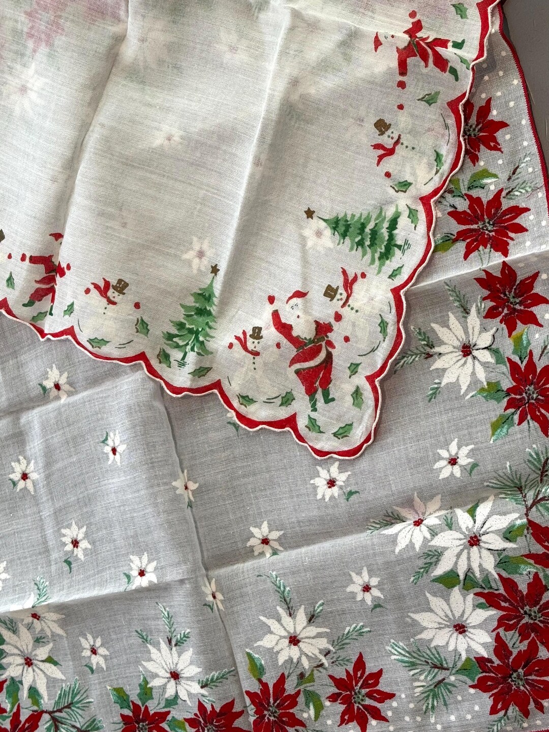 Vintage Santa Handkerchief Vintage Christmas Hankies Christmas ...