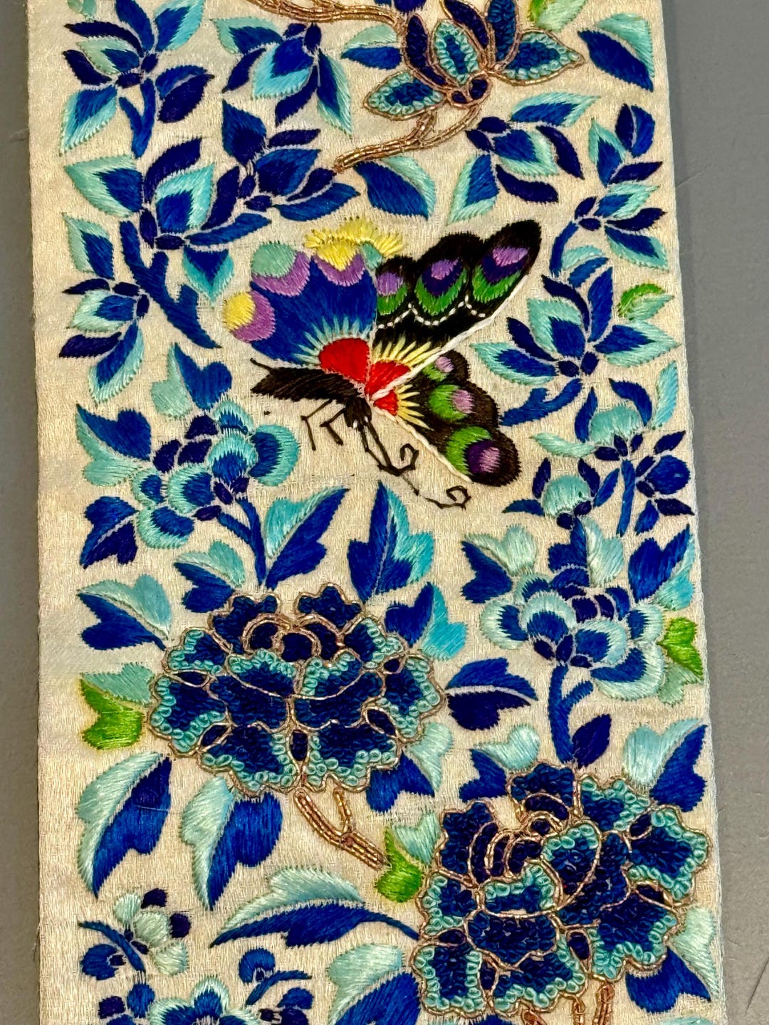 Antique Chinese Forbidden Stitch Embroidered Textile Fabric Panel ...