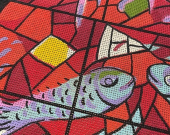 Vintage Needlepoint Marc Chagall Stained Glass Window | Etsy