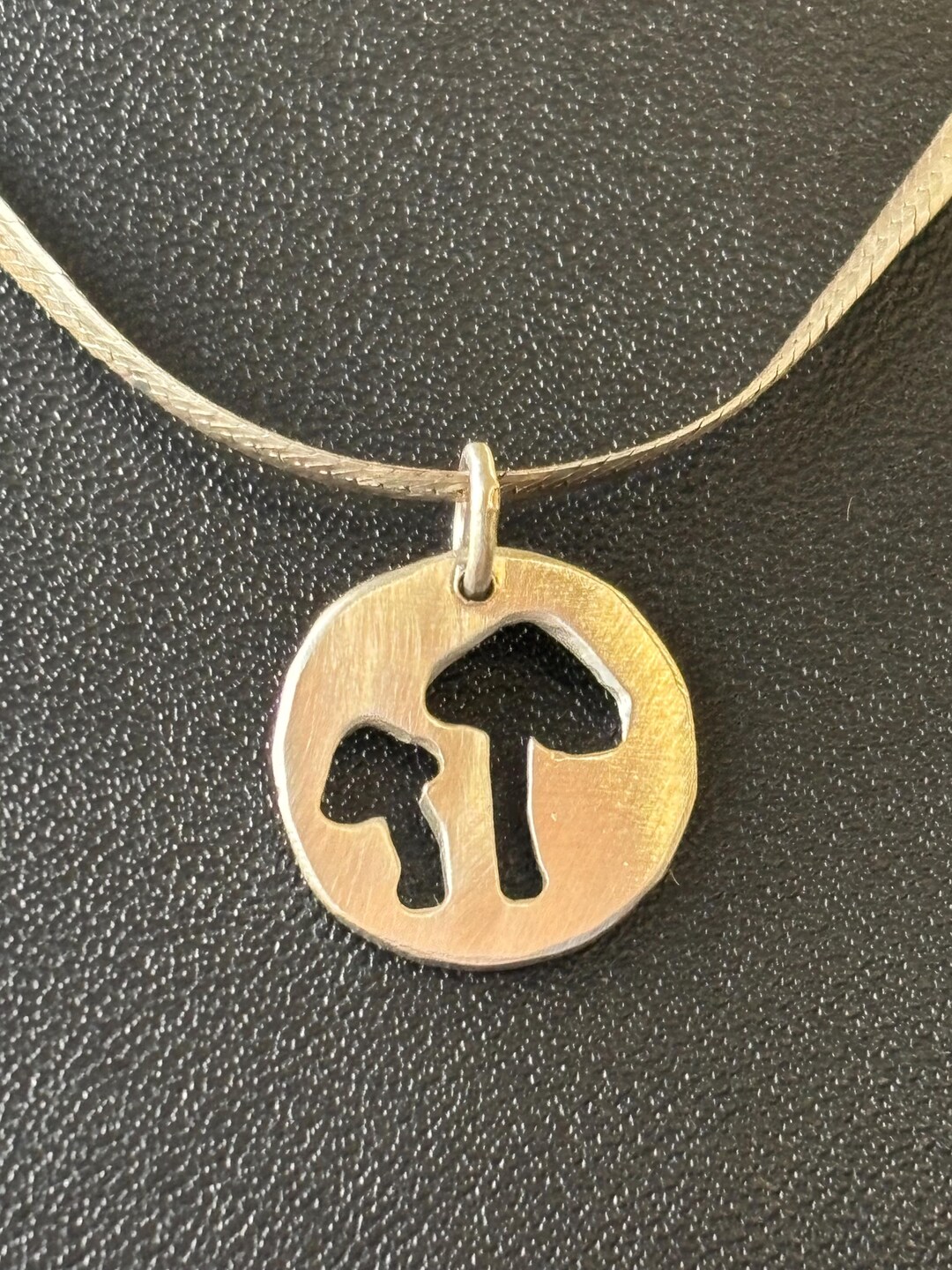 Tiny Handmade Sterling Silver Mushrooms Pendant Herringbone Necklace 16 ...