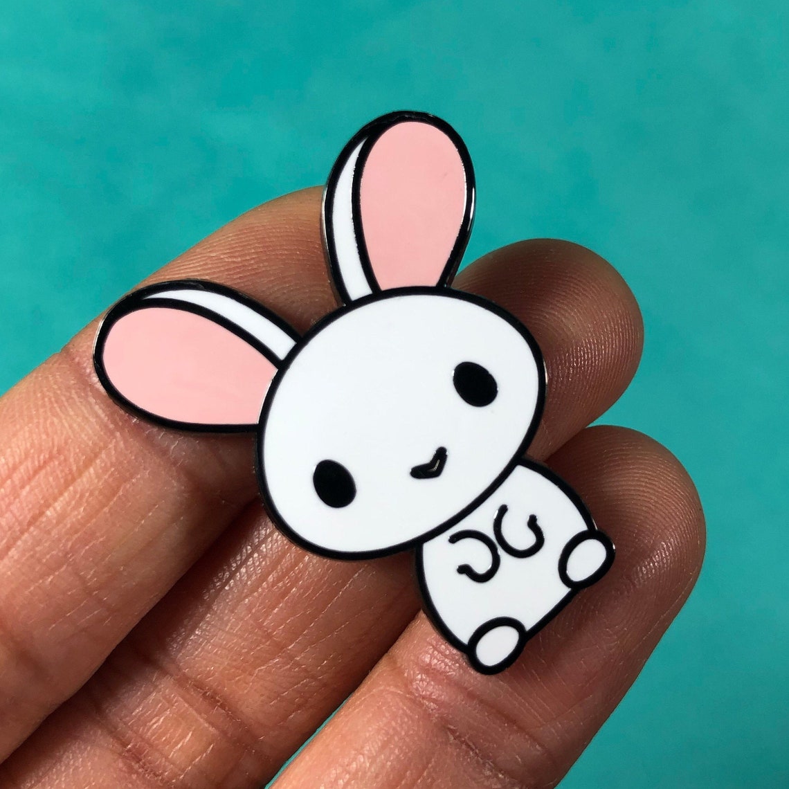 White Bunny Enamel Pin, All Ears Bunny, White Rabbit Pin, Bunny Art ...
