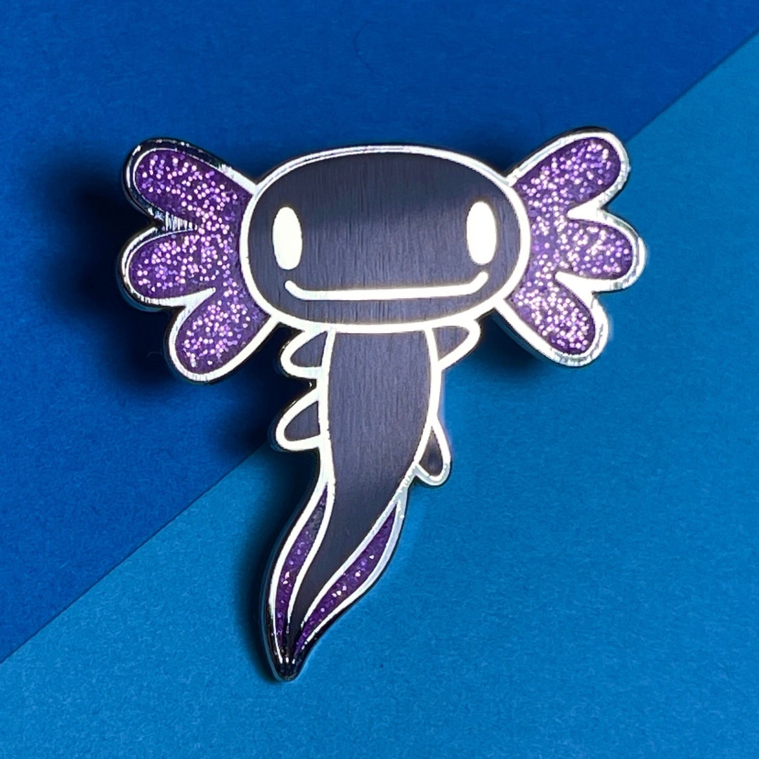 Axolotl Hard Enamel Pin - Black, Cute Axolotl, Animal Enamel Pin ...