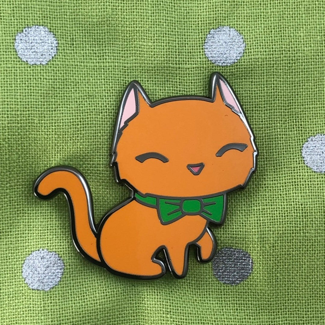 Orange Cat Enamel Pin, Cartoon Cat Pin, Happy Cat Pin, Cat Art Pin ...