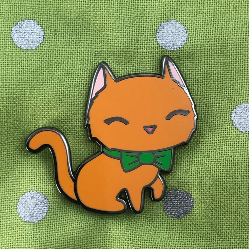Orange Cat Enamel Pin Cartoon Cat Pin Happy Cat Pin Cat Art | Etsy
