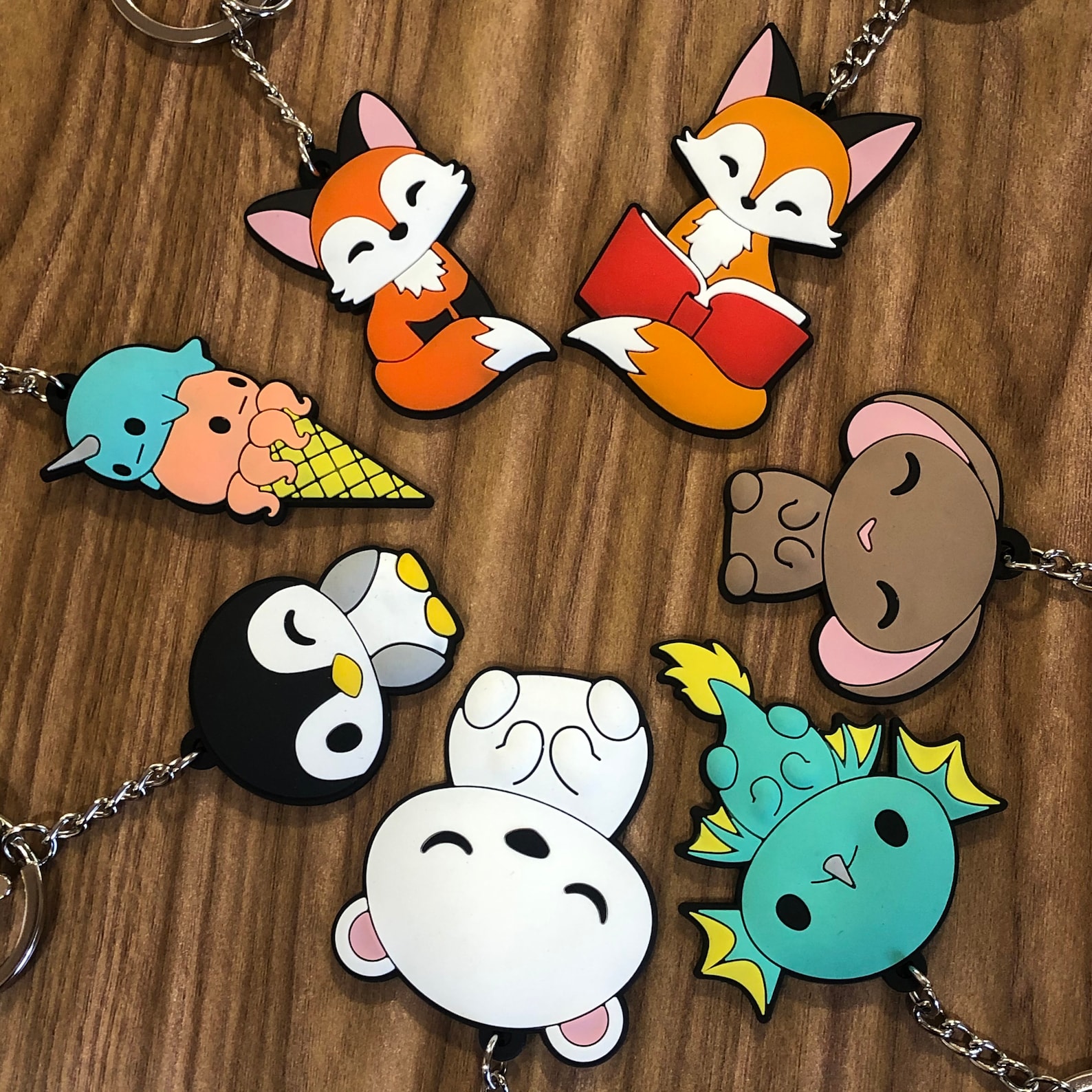 Coffee Fox Keychain Fox Keychain Cute Fox Cartoon Fox | Etsy