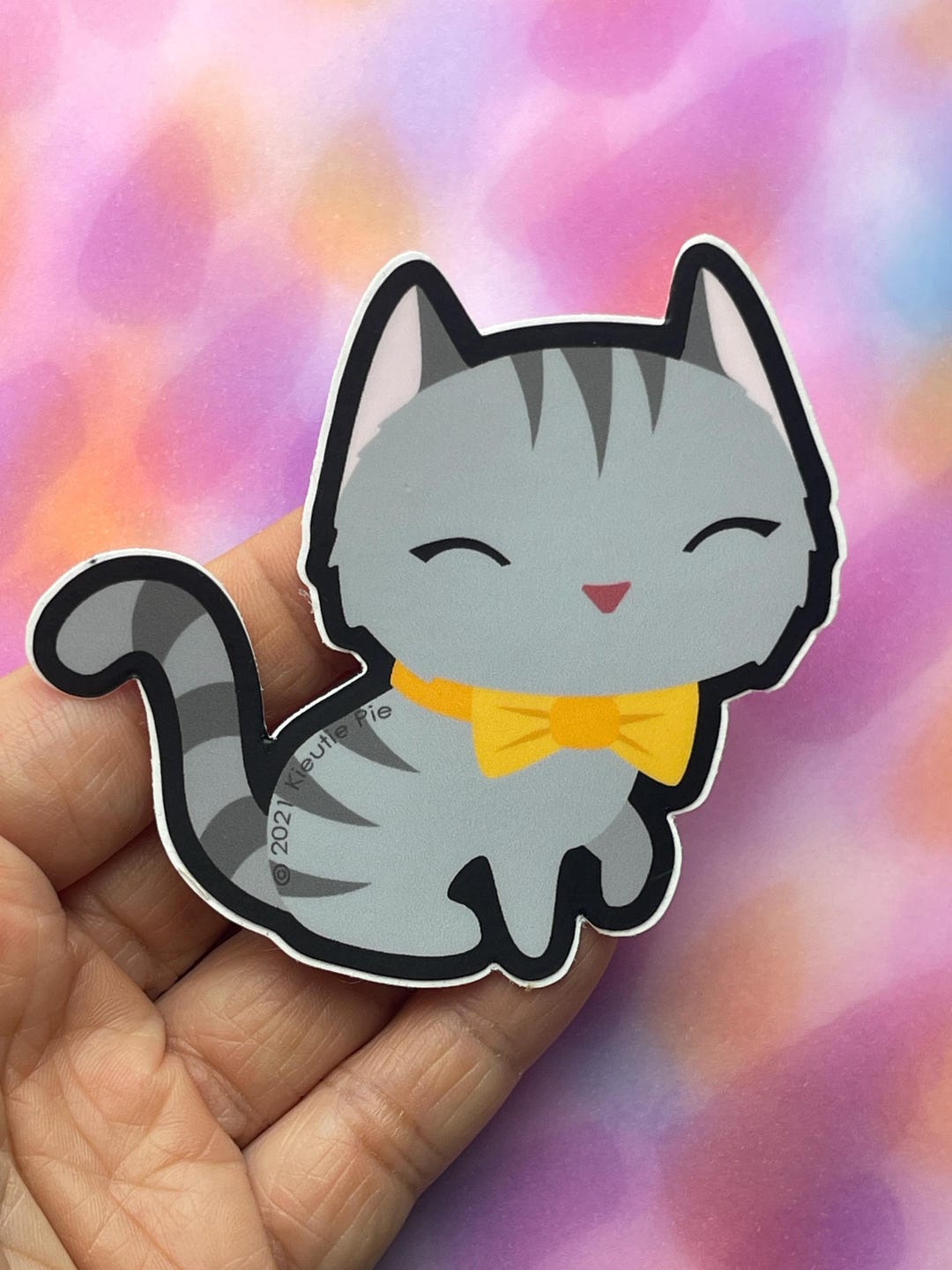 Grey Tabby Fancy Cat Vinyl Sticker - Weatherproof - Etsy